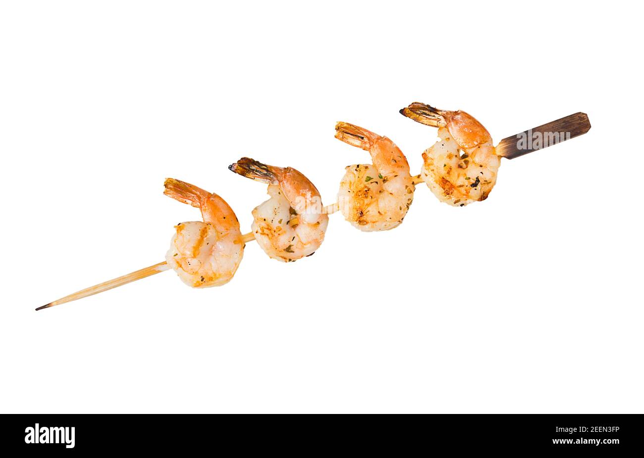 Grilled shrimp skewer isolated on white background Stock Photo - Alamy