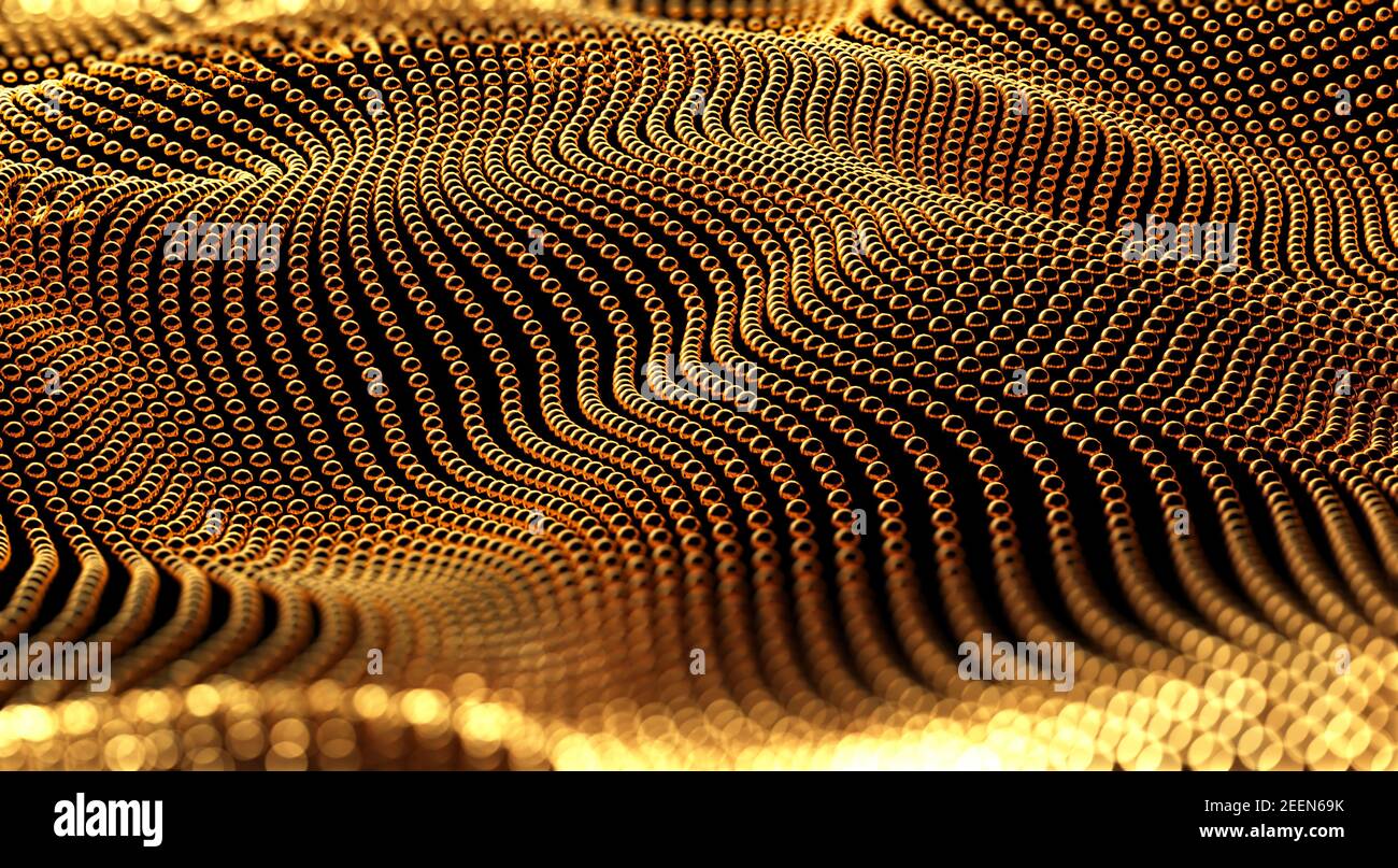 Wavy mesh or net with gold metal spheres,Luxury abstract gold ...