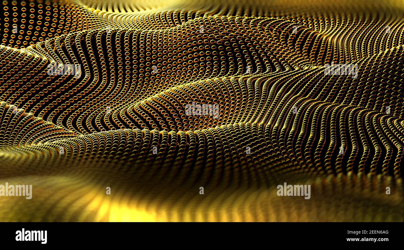 Wavy mesh or net with gold metal spheres,Luxury abstract gold ...