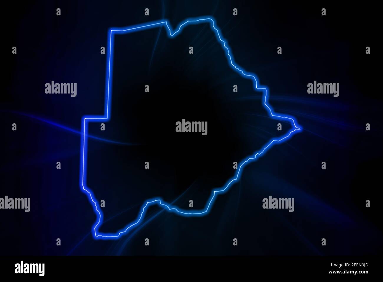 Glowing Map of Botswana, modern blue outline map, on dark Background ...