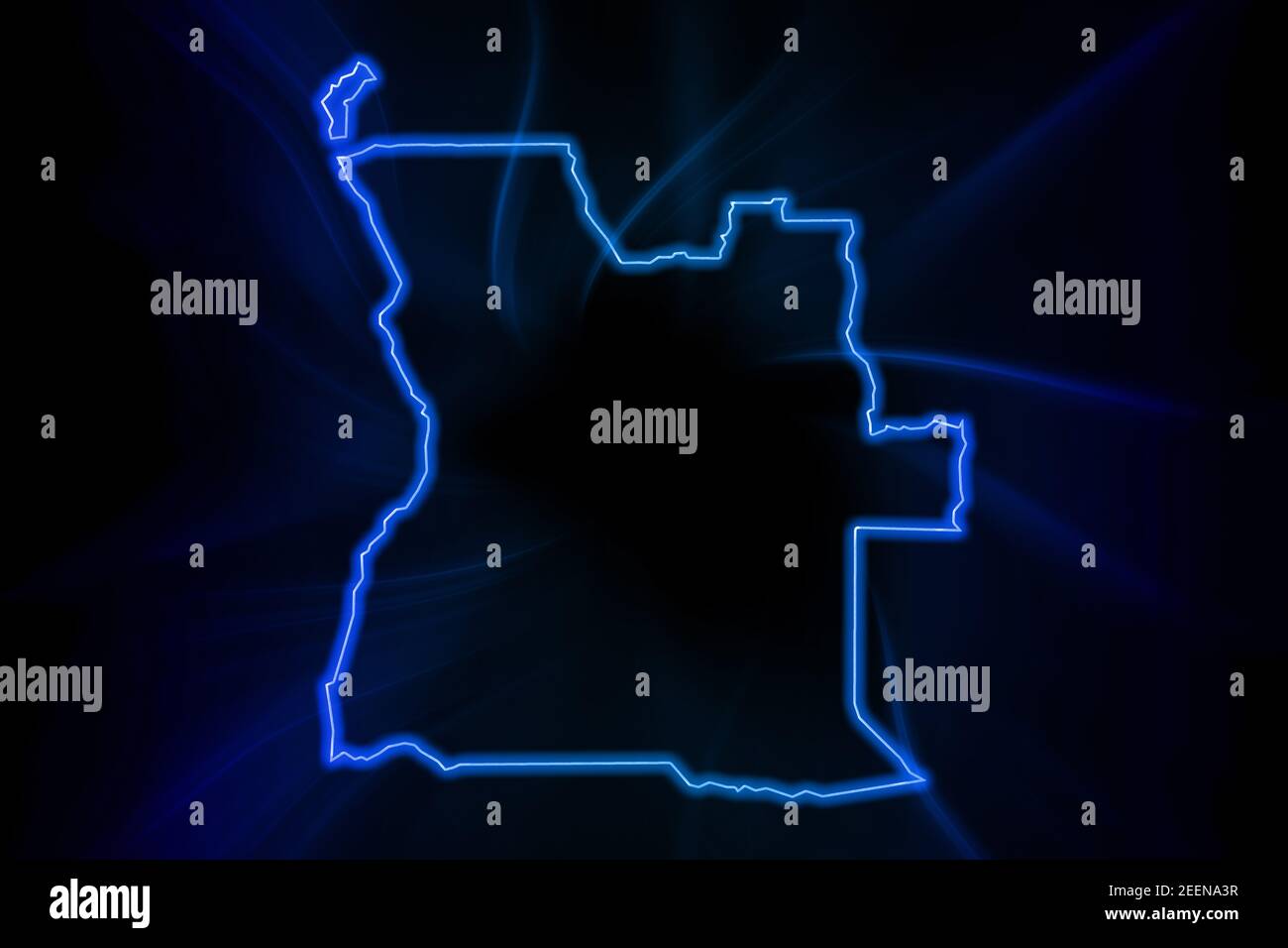 Glowing Map of Angola, modern blue outline map, on dark Background ...