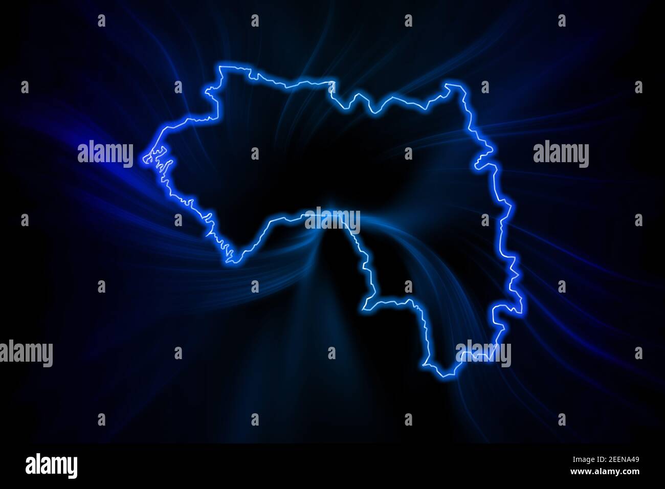 Glowing Map of Guinea, modern blue outline map, on dark Background ...
