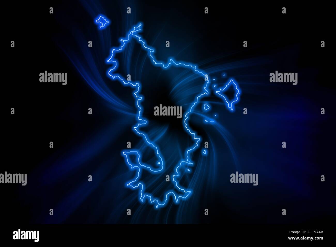 Glowing Map of Mayotte, modern blue outline map, on dark Background ...