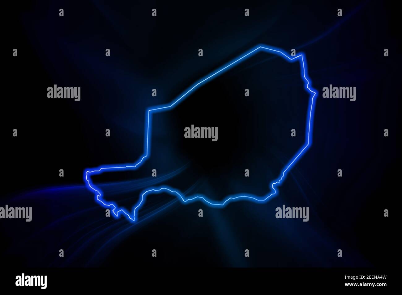 Glowing Map of Niger, modern blue outline map, on dark Background Stock ...