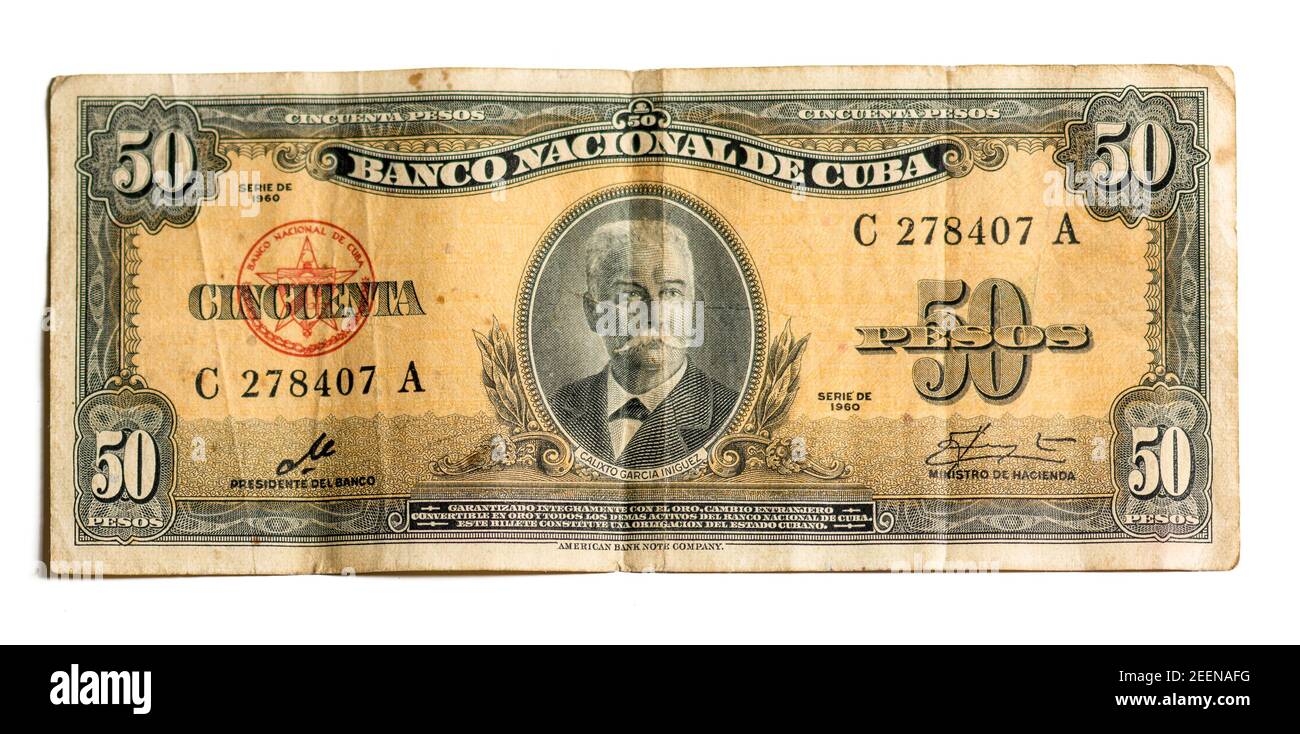 An antique 50 banknote signed by Ernesto Che Guevara, Cuba Stock Photo ...