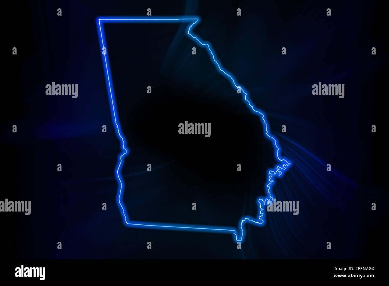 Glowing Map of Georgia, modern blue outline map, on dark Background ...