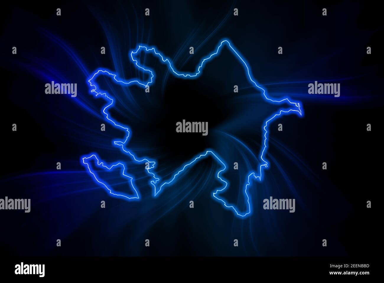 Glowing Map of Azerbaijan, modern blue outline map, on dark Background ...