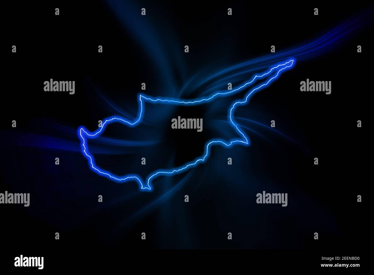 Glowing Map of Cyprus, modern blue outline map, on dark Background ...