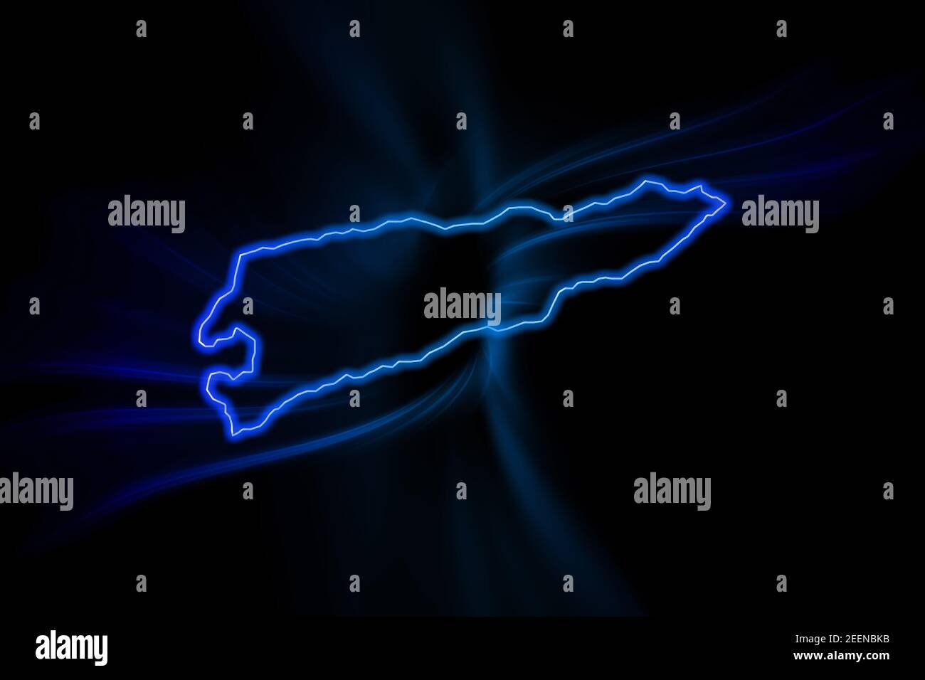 Glowing Map of Timor Leste, modern blue outline map, on dark Background ...