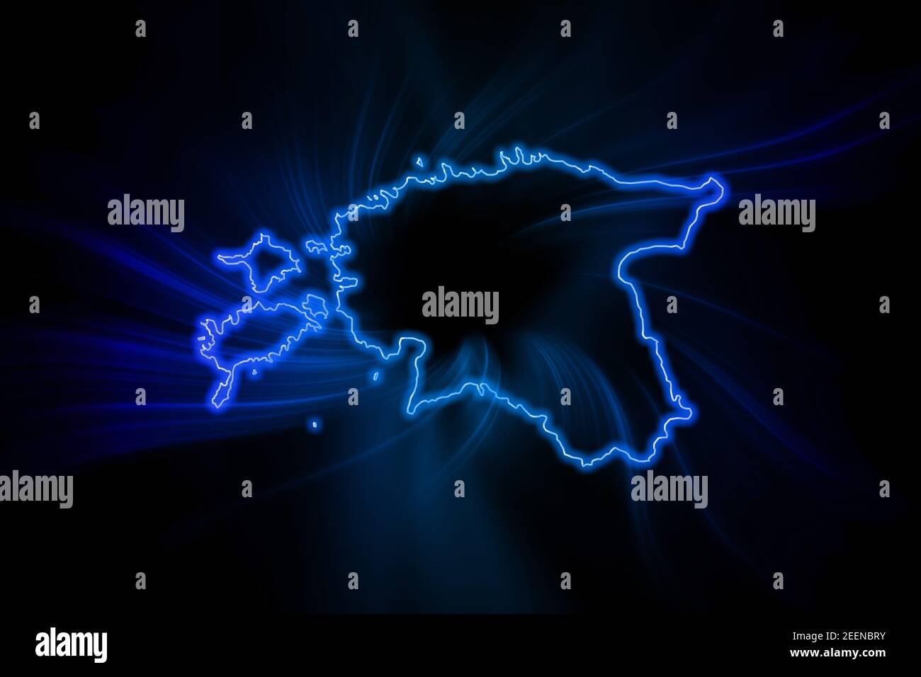 Glowing Map of Estonia, modern blue outline map, on dark Background ...