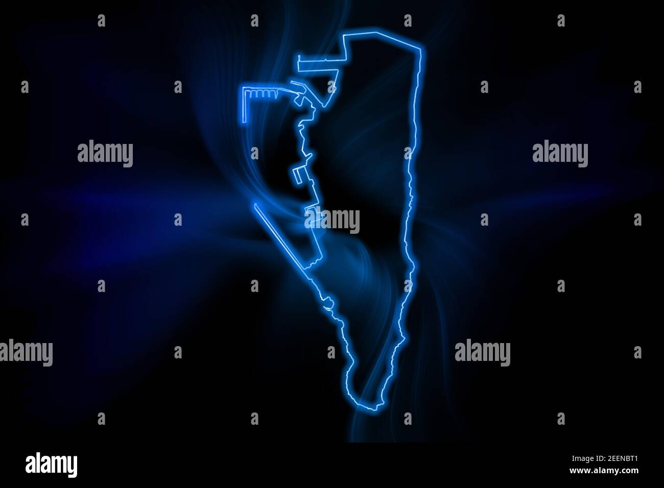 Glowing Map of Gibraltar, modern blue outline map, on dark Background ...