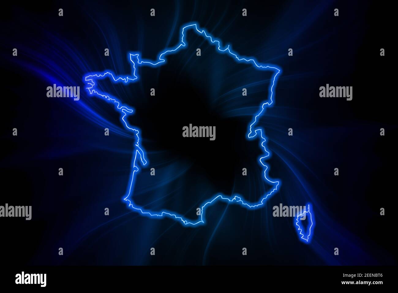 Glowing Map of France, modern blue outline map, on dark Background ...