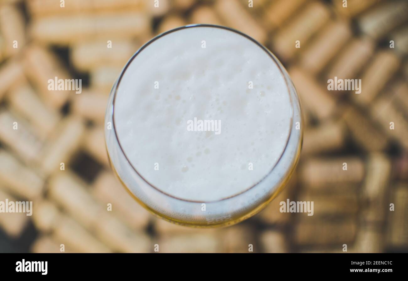 aerial view of a glass of beer Stock Photo - Alamy
