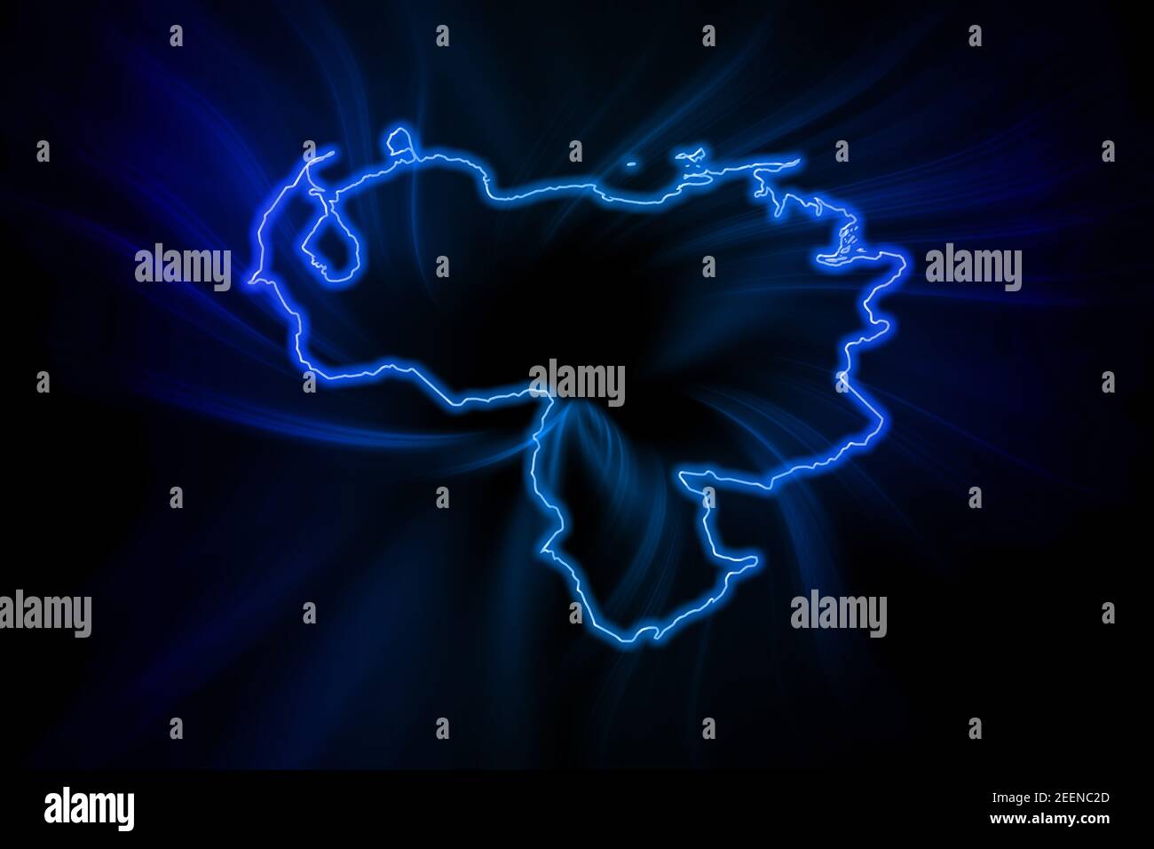 Glowing Map of Venezuela, modern blue outline map, on dark Background ...