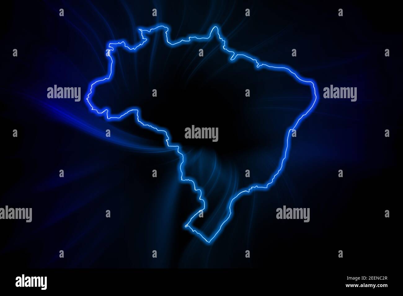 Glowing Map of Brazil, modern blue outline map, on dark Background ...