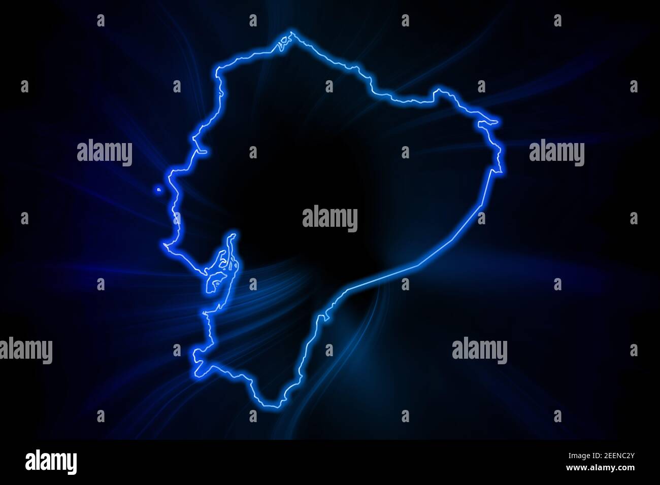 Glowing Map of Ecuador, modern blue outline map, on dark Background ...
