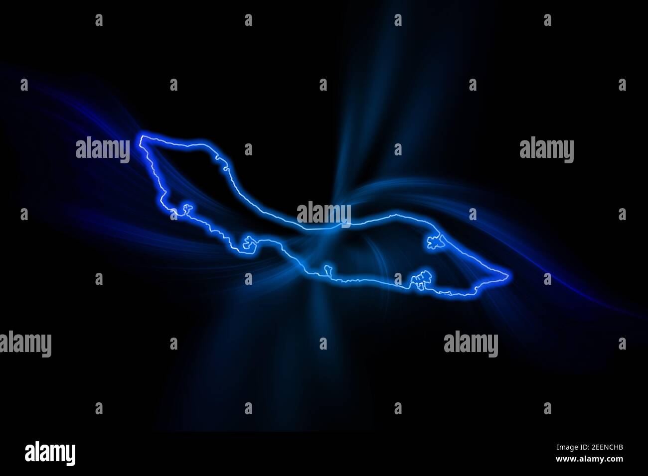 Glowing Map of Curacao, modern blue outline map, on dark Background ...