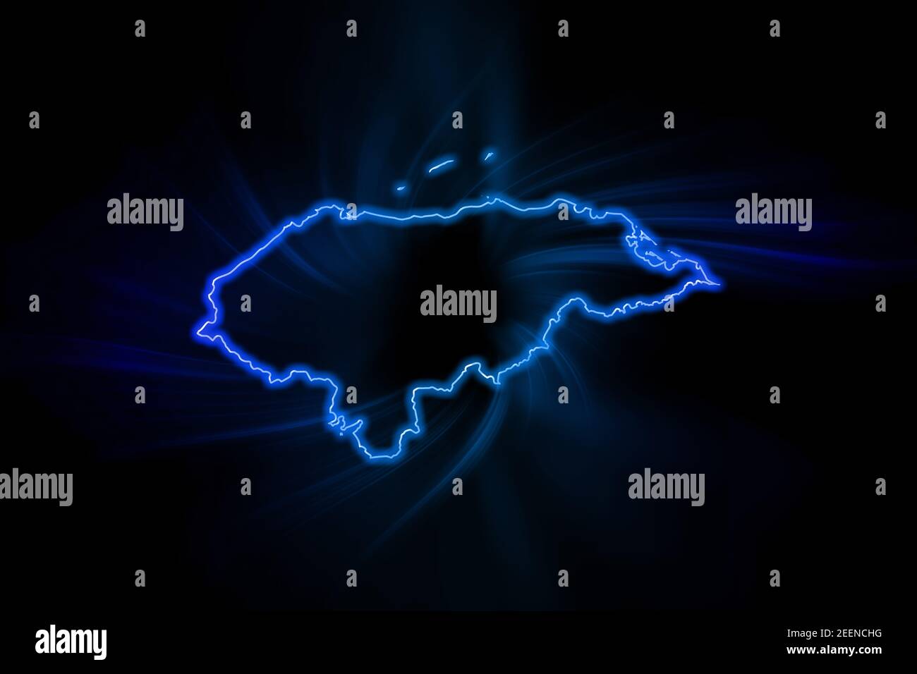 Glowing Map of Honduras, modern blue outline map, on dark Background ...