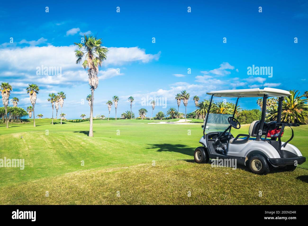 Golf cart on a golf course Stock Photo - Alamy