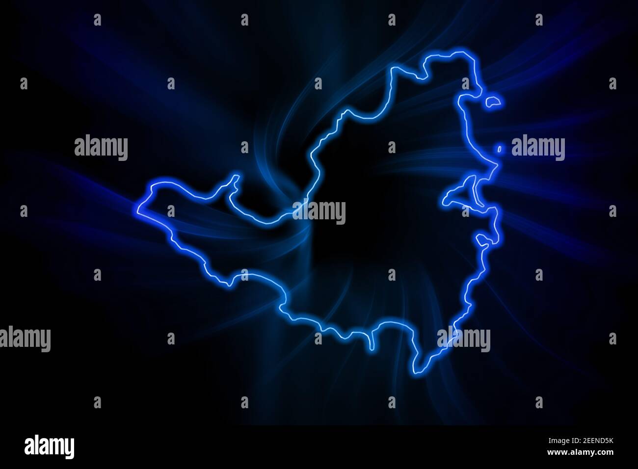 Glowing Map of Saint Martin, modern blue outline map, on dark ...
