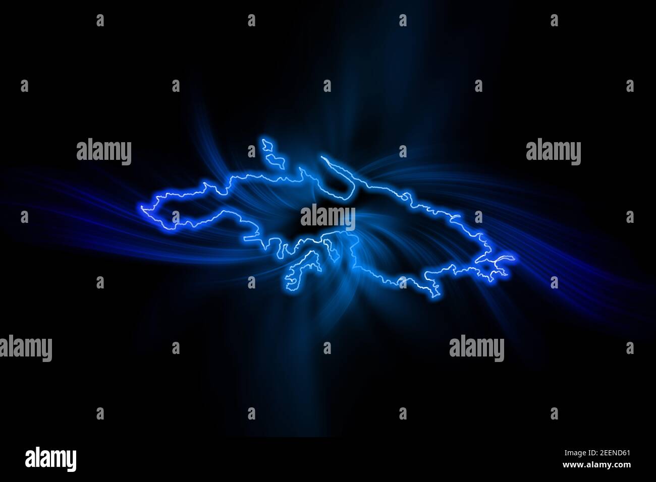 Glowing Map of Virgin Islands US, modern blue outline map, on dark ...