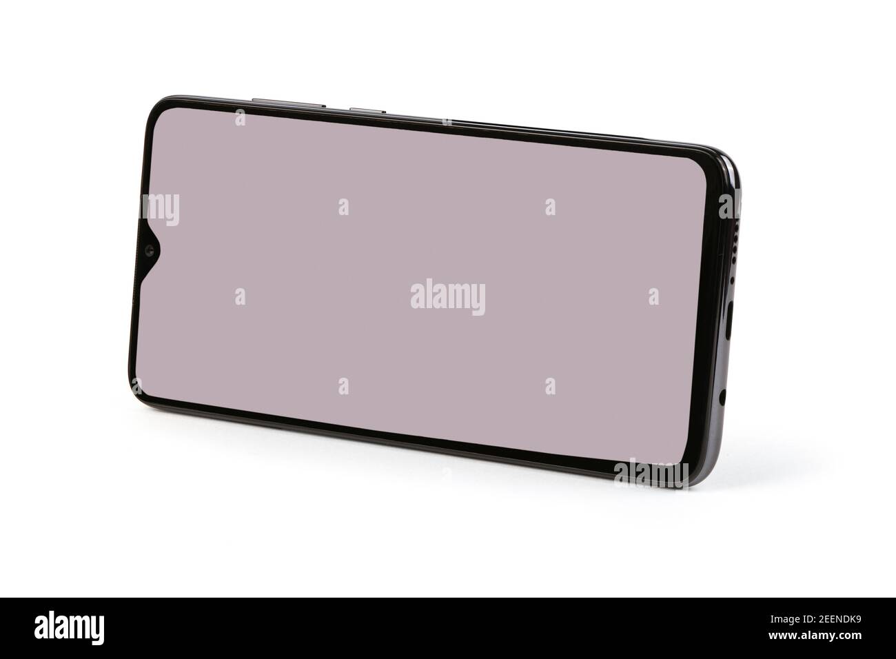 Black mobile smartphones with blank screen. isolated on white ...