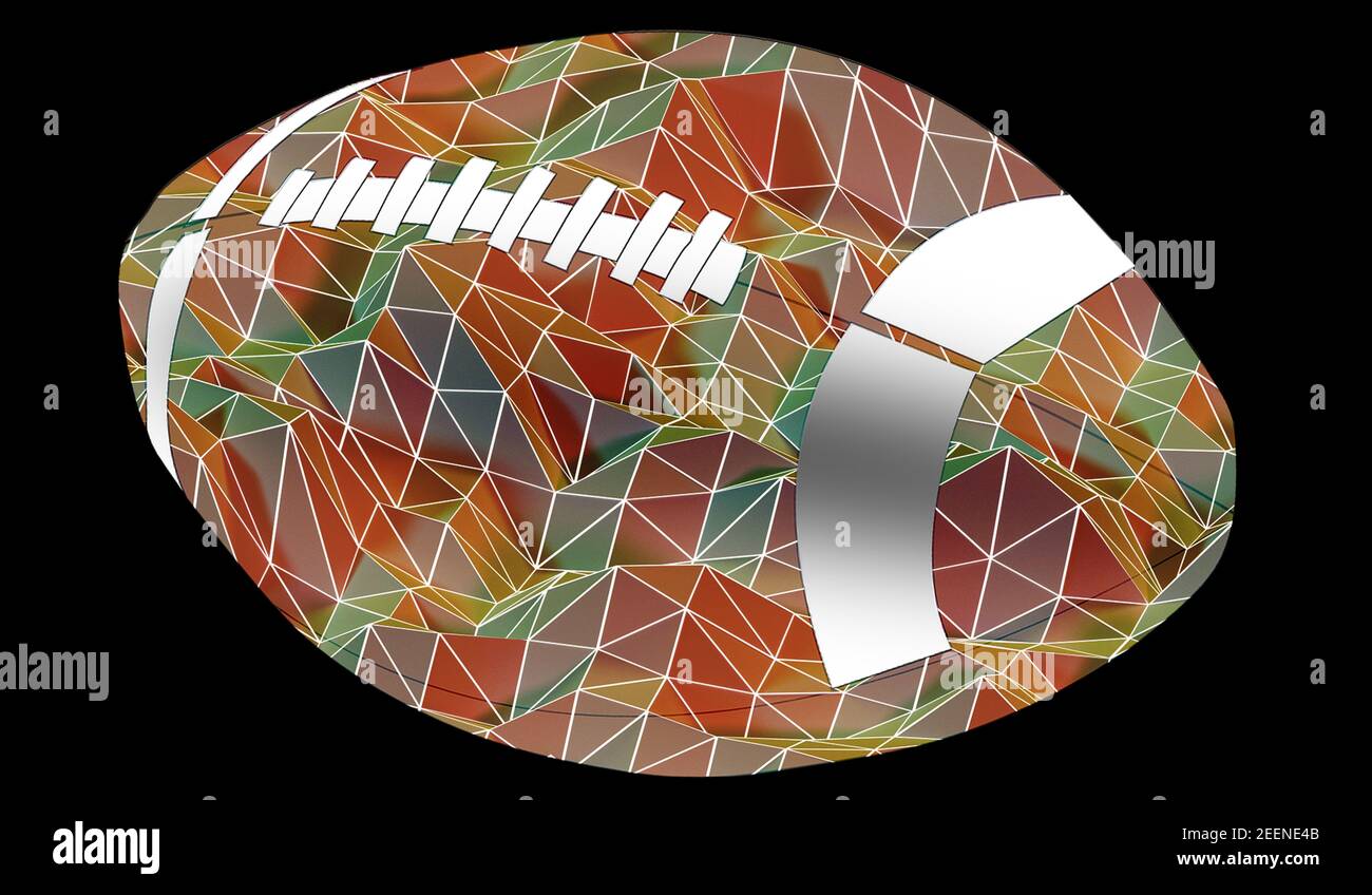 Illustration of an American football ball on geometric shapes ...