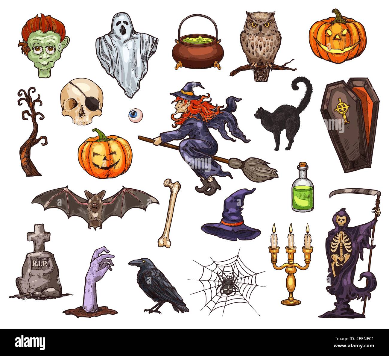 Gravestone with skeleton Stock Vector Images - Alamy