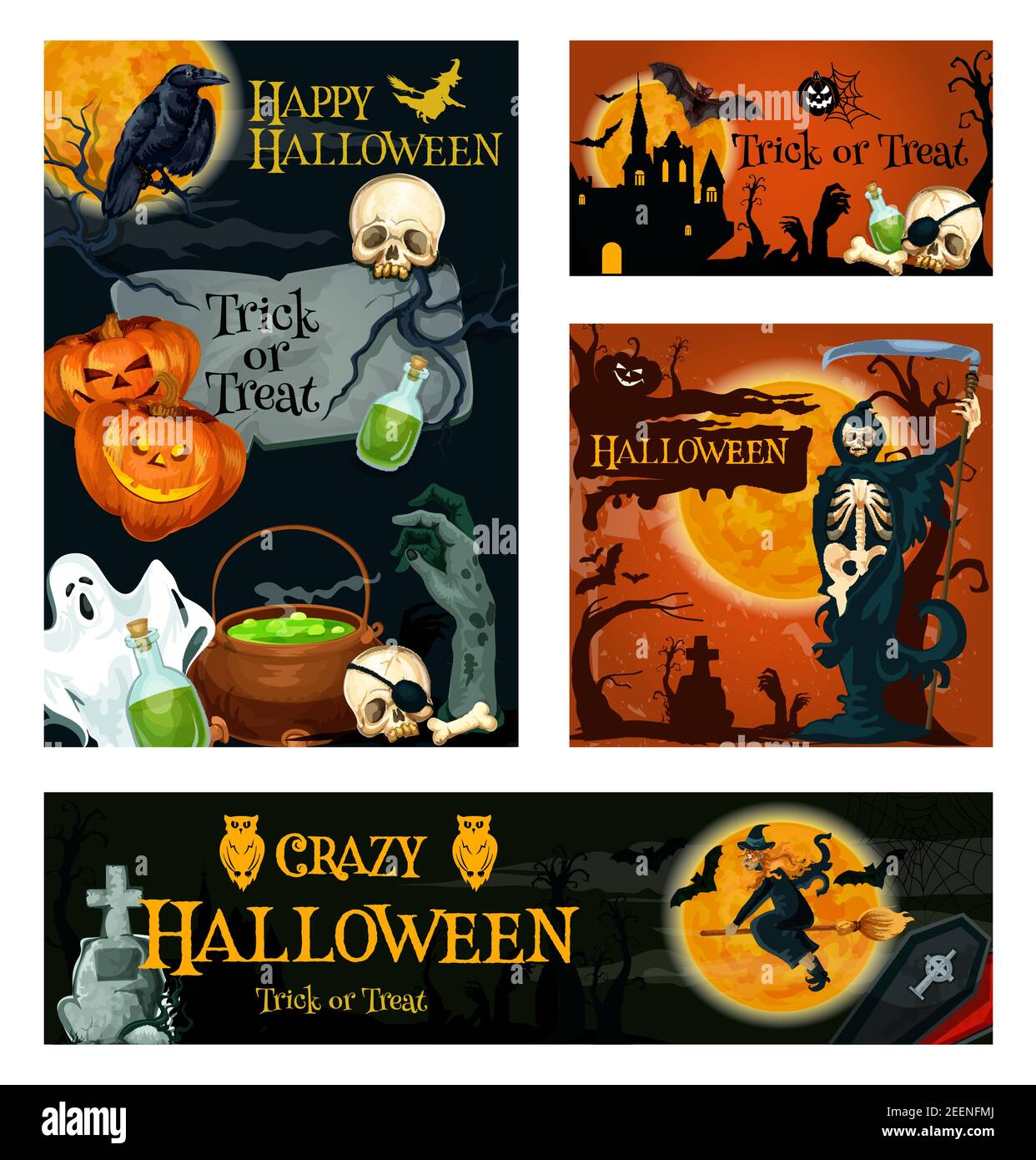 Black cat and eerie moon illustration Stock Vector Images - Alamy