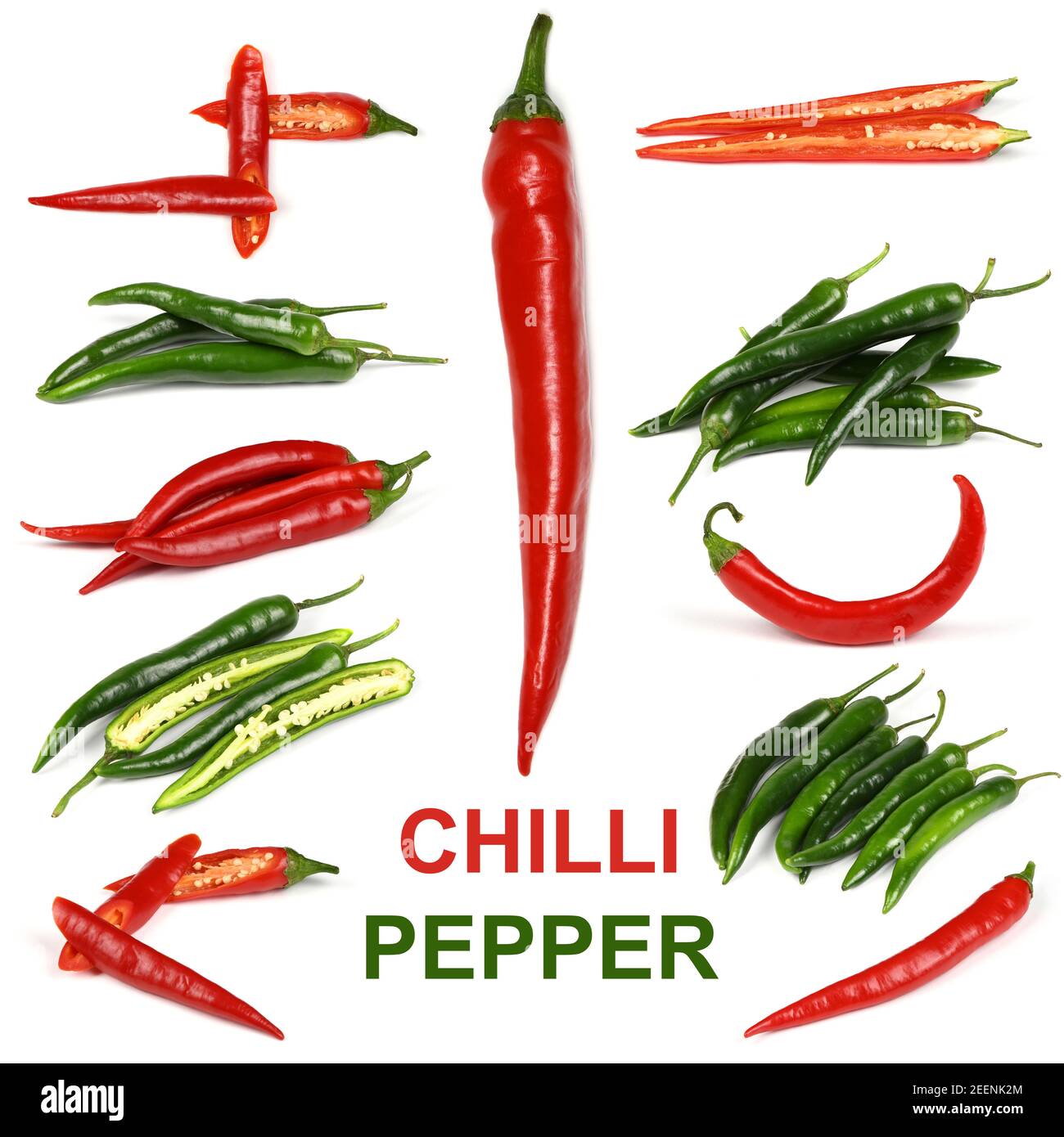 Creative layout made of green and red chili pepper. High resolution ...