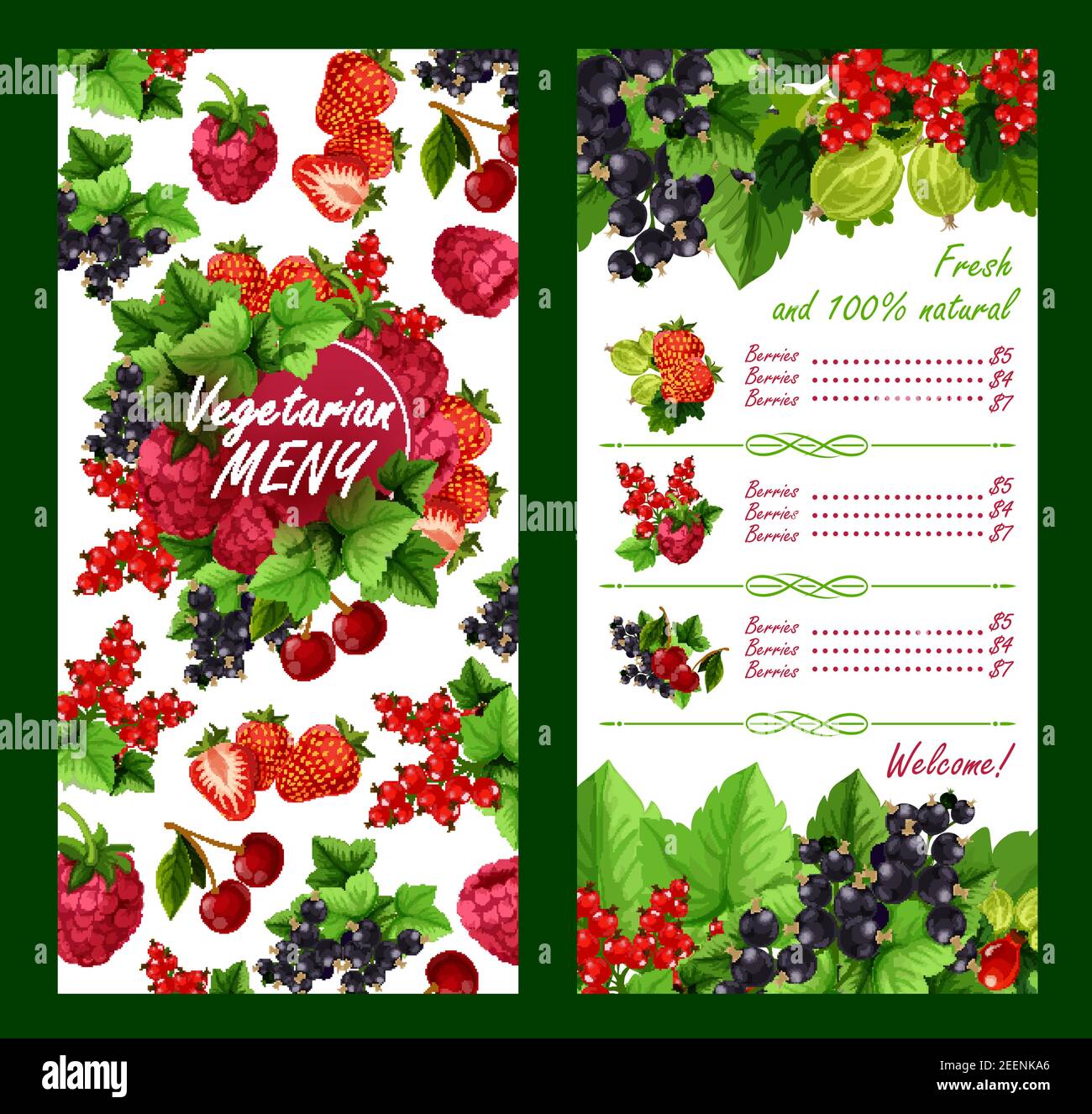 Fresh berries price list template for farm fruit market. Vector harvest ...