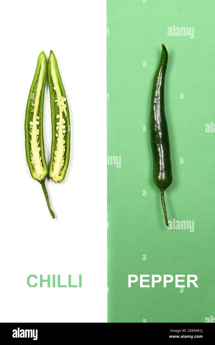 Creative layout made of green chili pepper. High resolution photo. Full ...