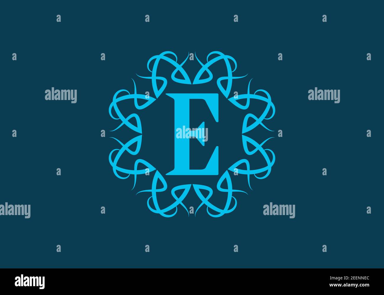 Blue E initial letter in classic frame design Stock Vector Image & Art ...