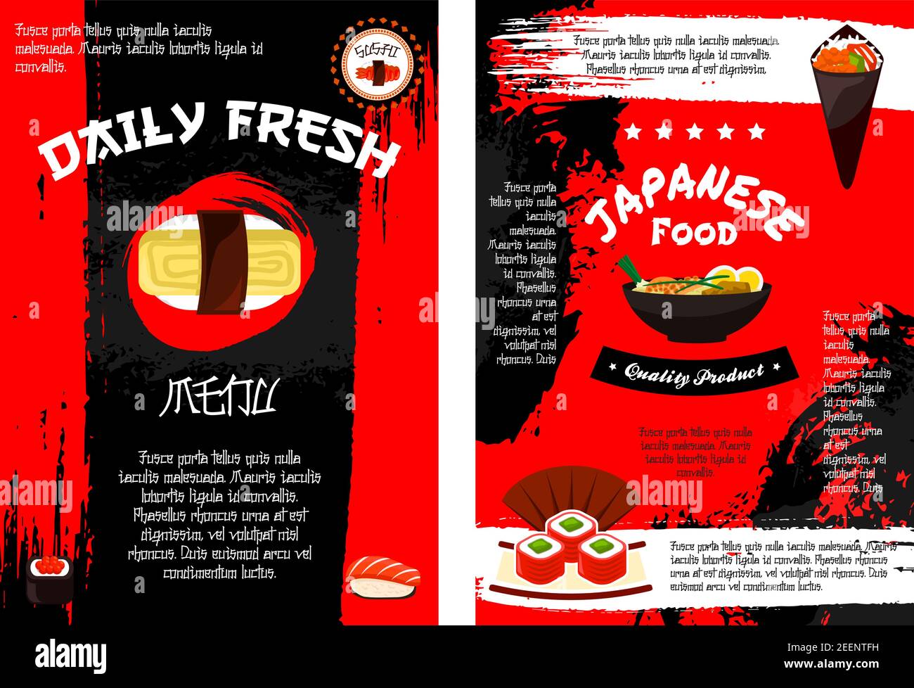 Sushi lunch soup salad Stock Vector Images - Alamy