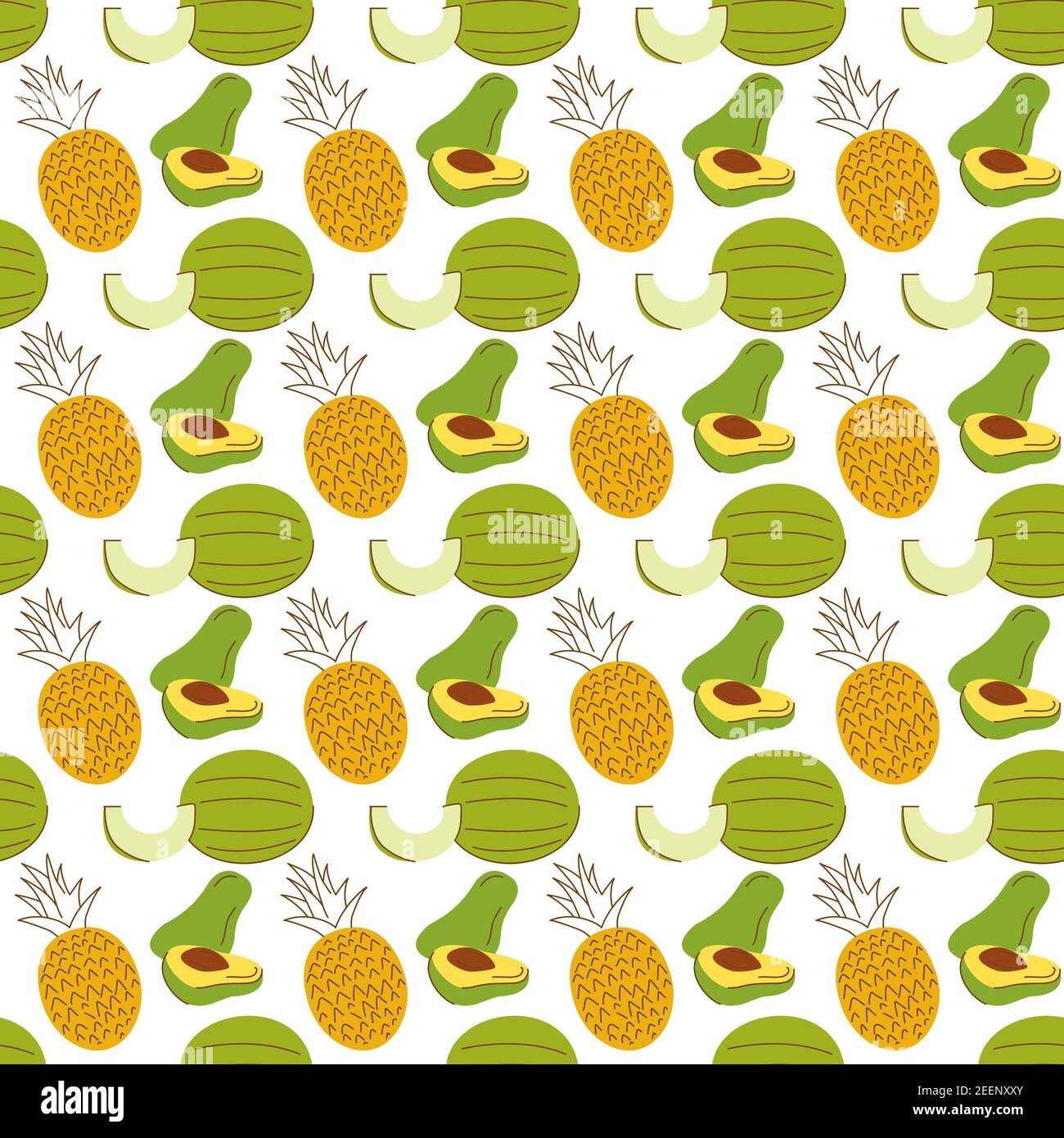 pattern background with fruit elements,watermelon, banana, mango. hand ...