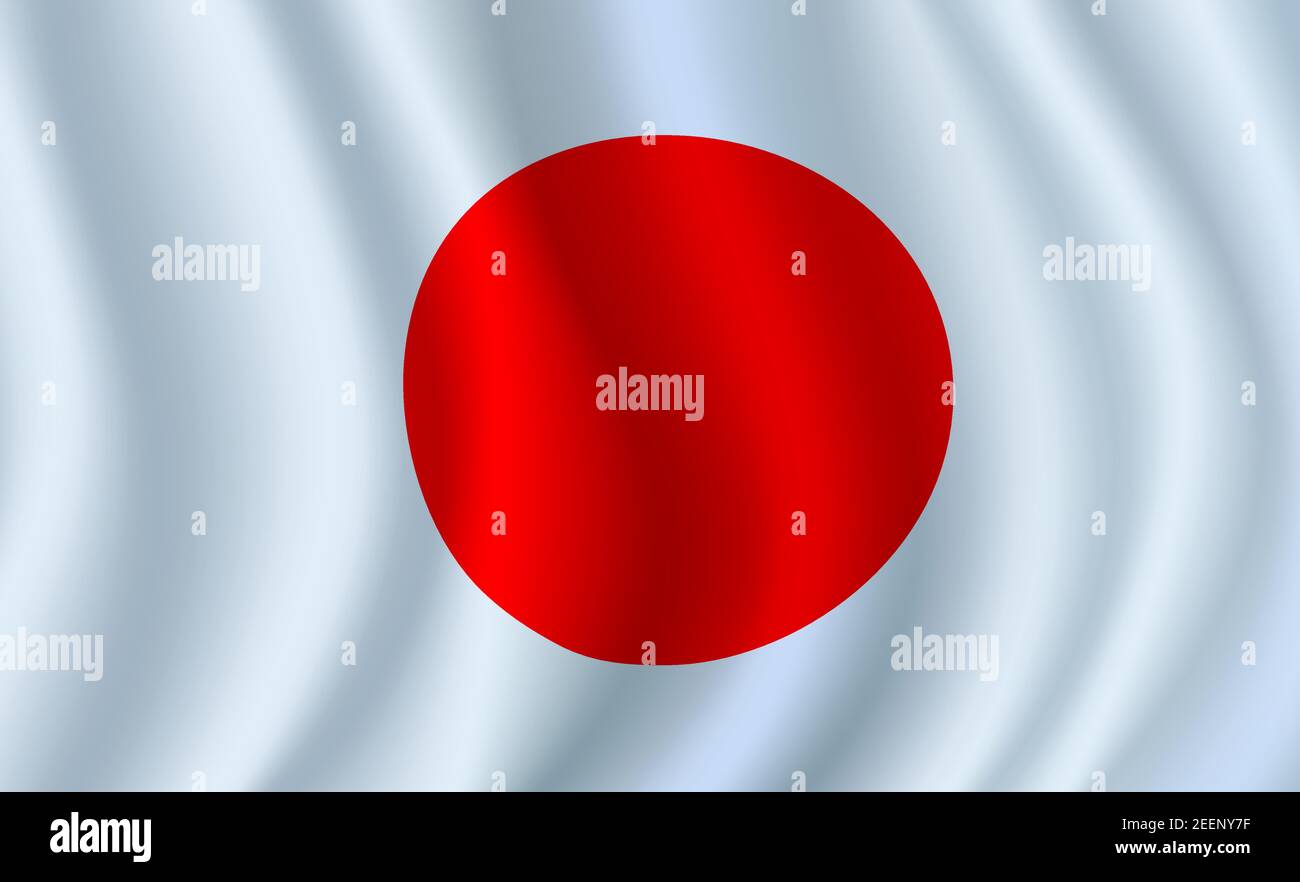 Japan flag 3D background of red sun symbol on white background ...