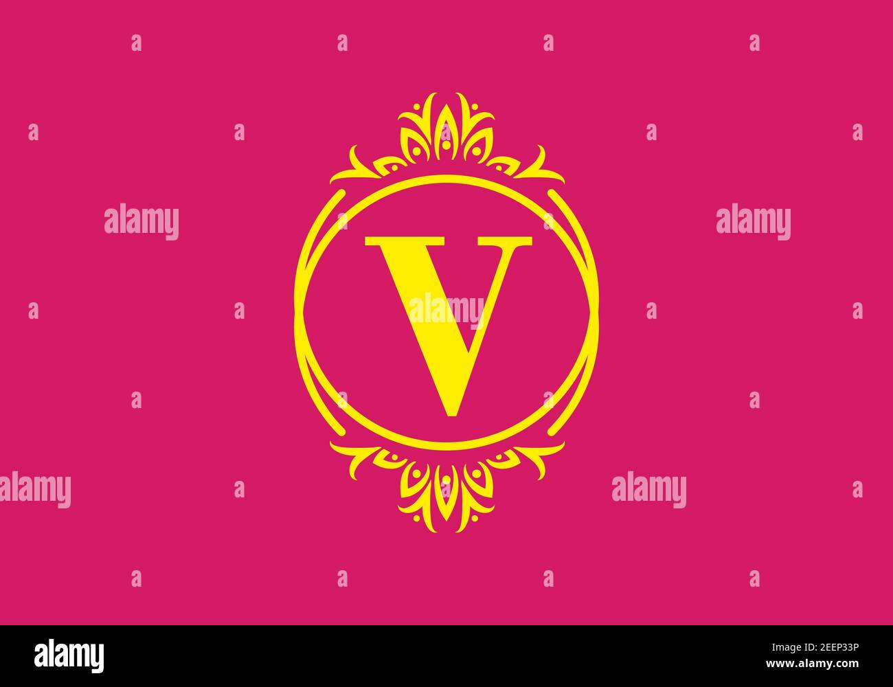 Pink yellow of V initial letter in frame design Stock Vector Image ...