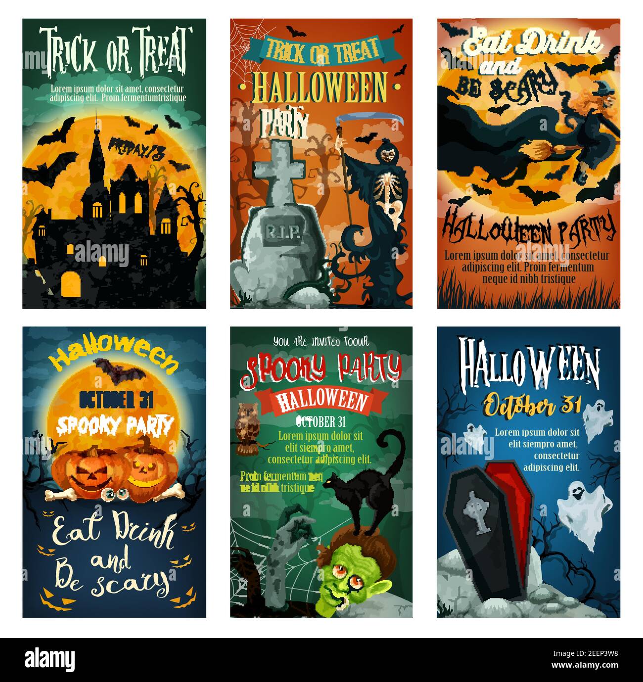 Black cat and eerie moon illustration Stock Vector Images - Alamy