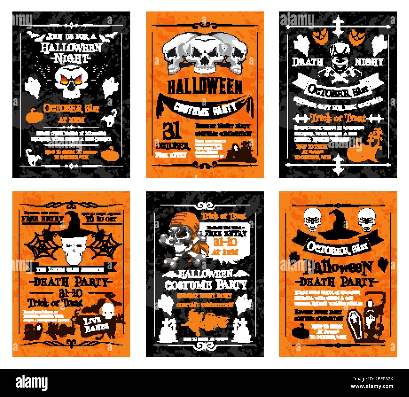 Halloween night party night invitation posters and cards templates for ...
