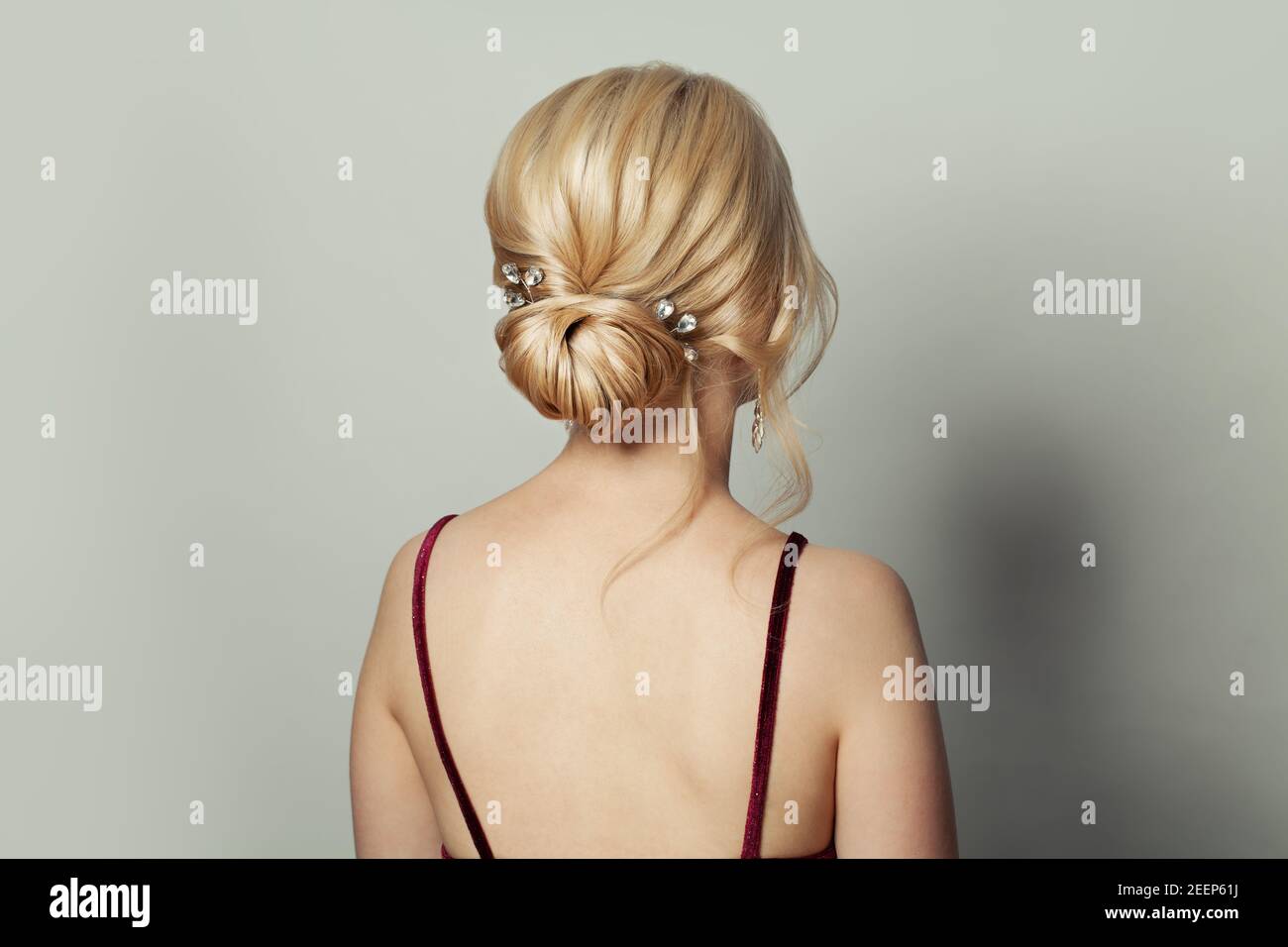 Beautiful female back head with bridal hairdo on white Stock Photo - Alamy