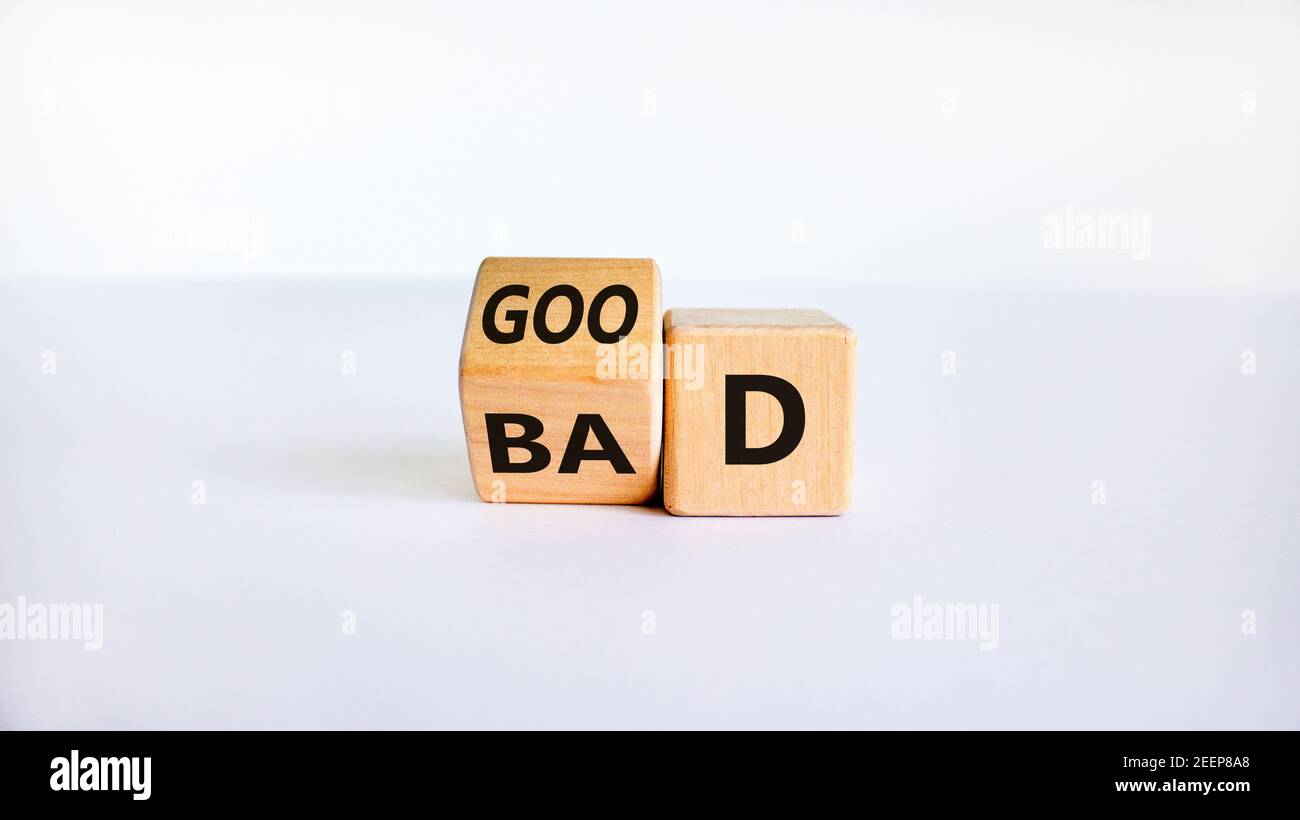 Good or bad symbol. Turned a wooden cube and changed the word 'bad' to ...