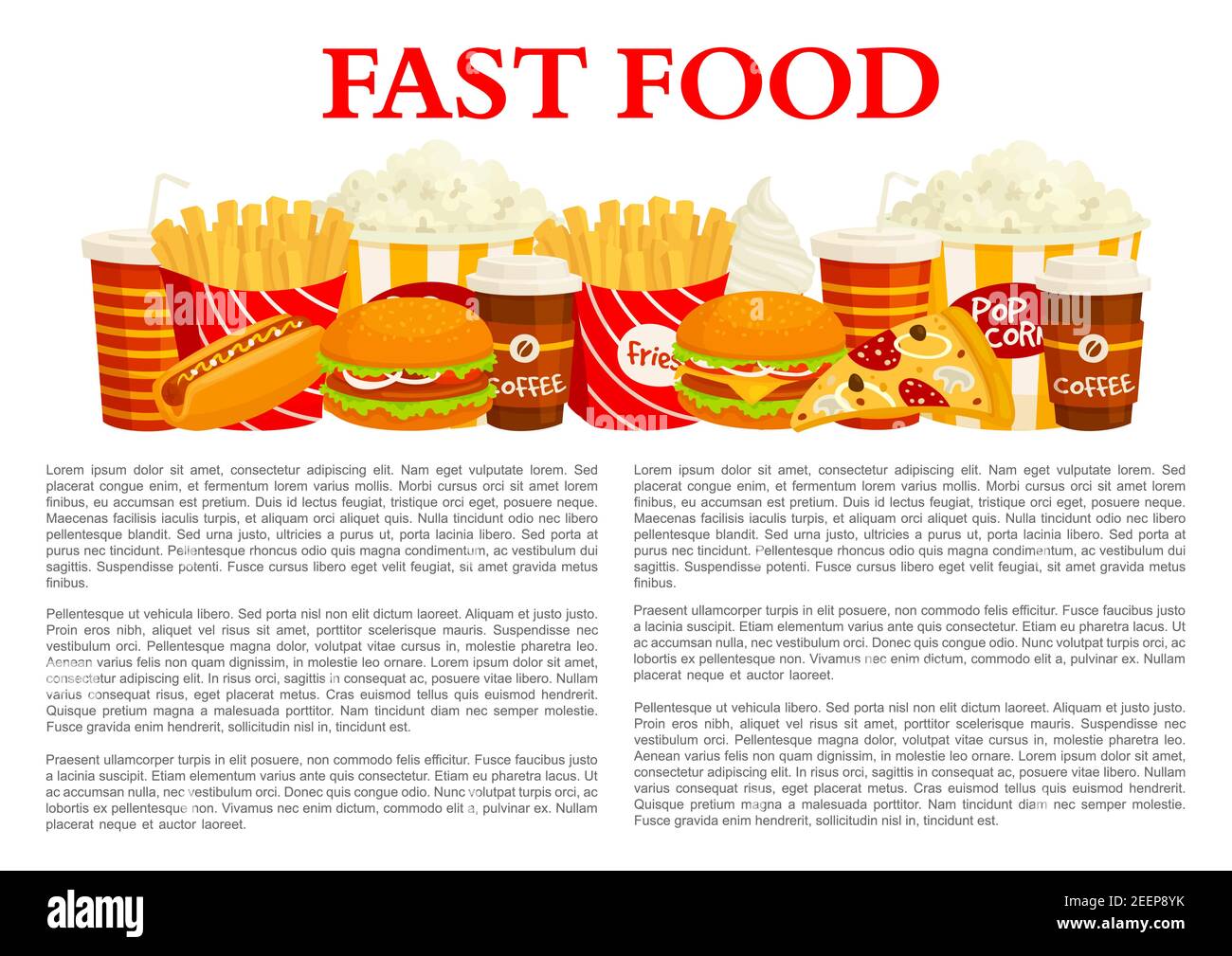 Fast food poster of fastfood burger, drink and dessert template ...