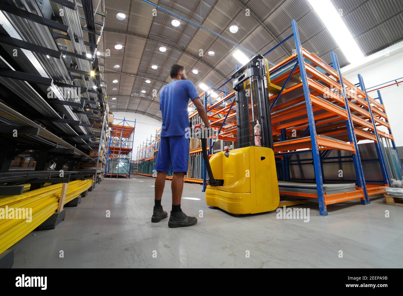 Forklift loader moving cargo goods hi-res stock photography and images ...