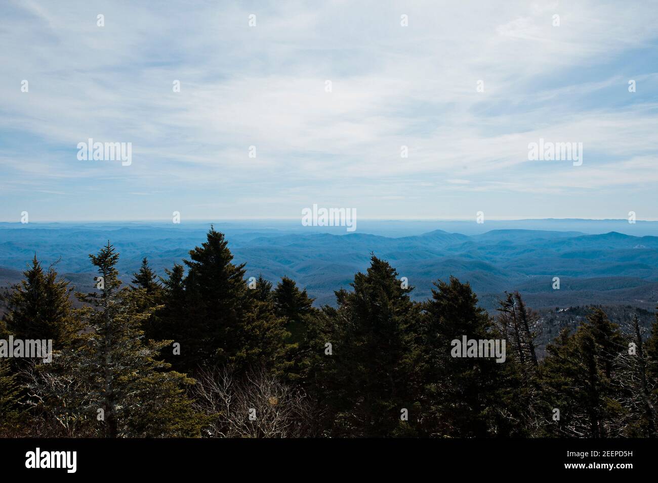 View of the Blue Ridge Mountains in winter from Grandfather Mountain ...
