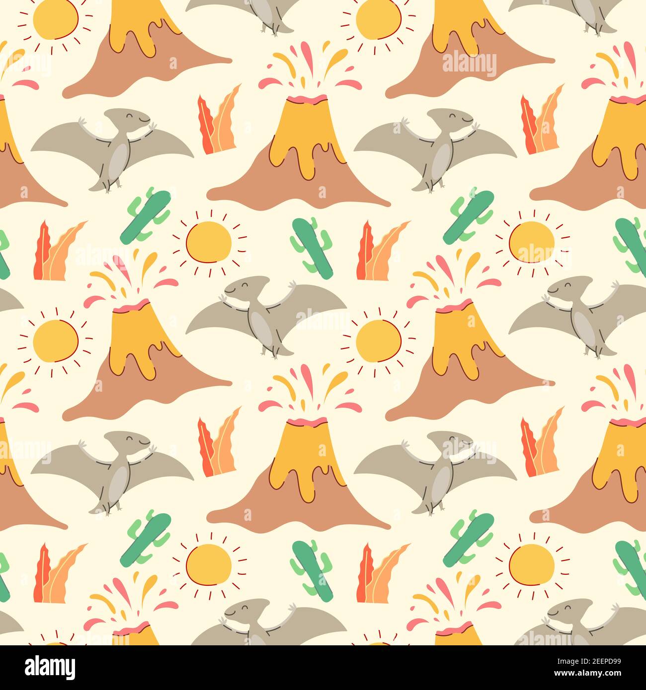 Cute dinosaur cartoon volcano landscape hi-res stock photography and ...