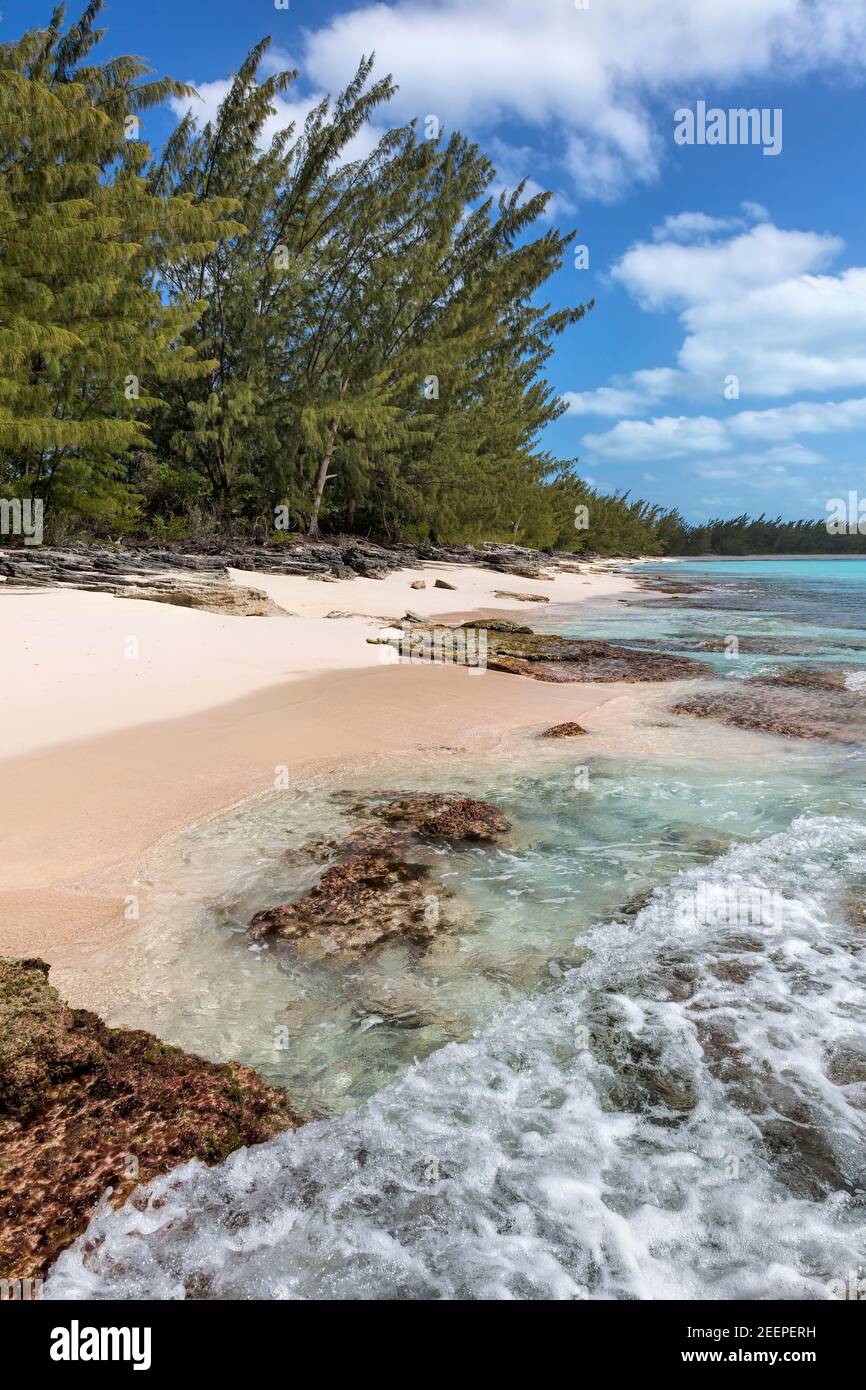 Waves crashing over coral along the shoreline in the Orange Creek area ...