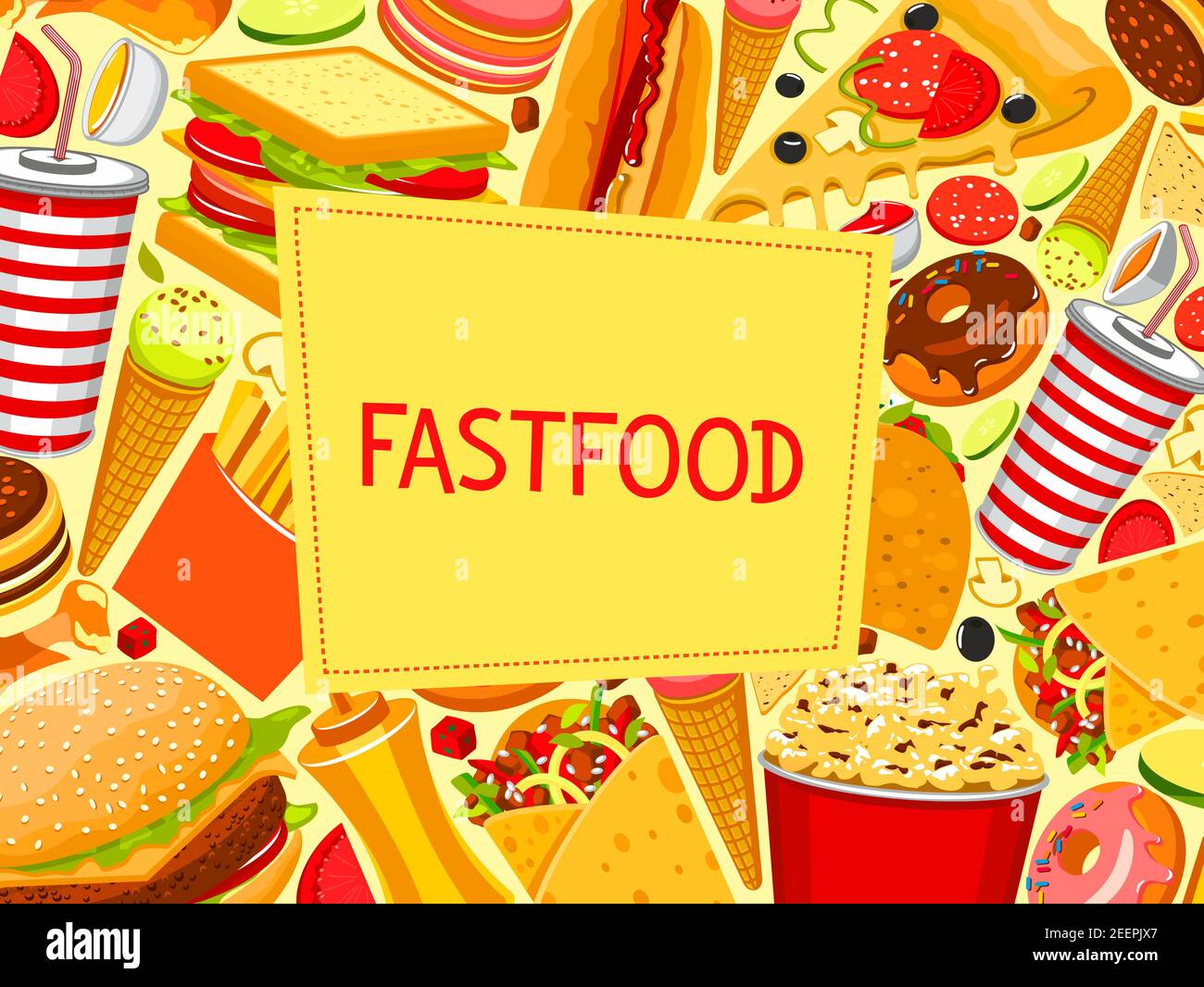 Fast food poster of meals and snacks for fastfood restaurant menu ...