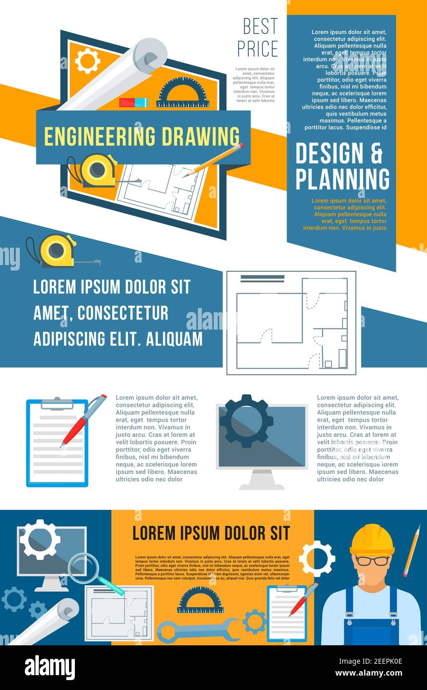 Construction, planning and building design banner for architecture ...