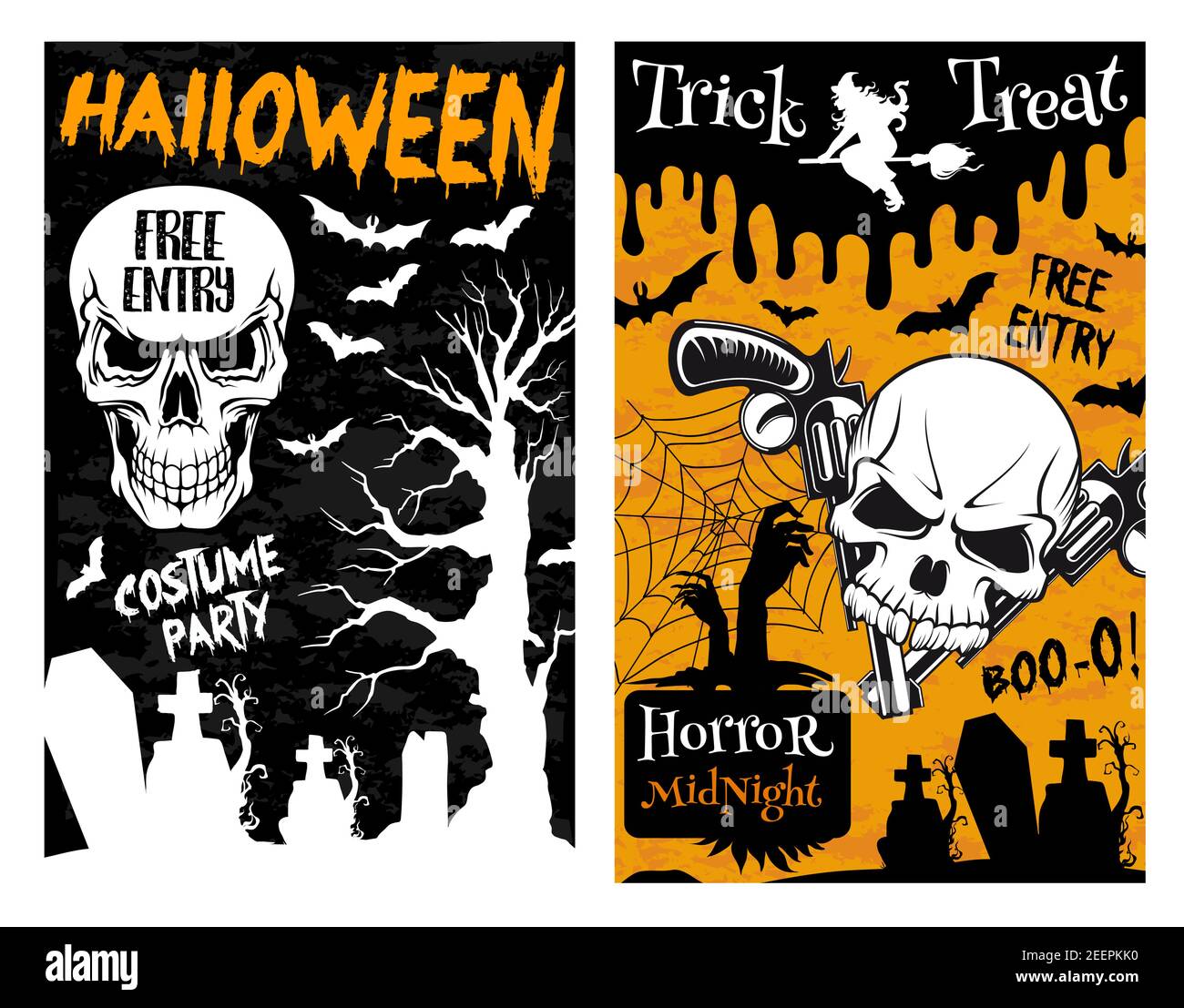 Halloween horror trick or treat night poster of spooky monsters for ...