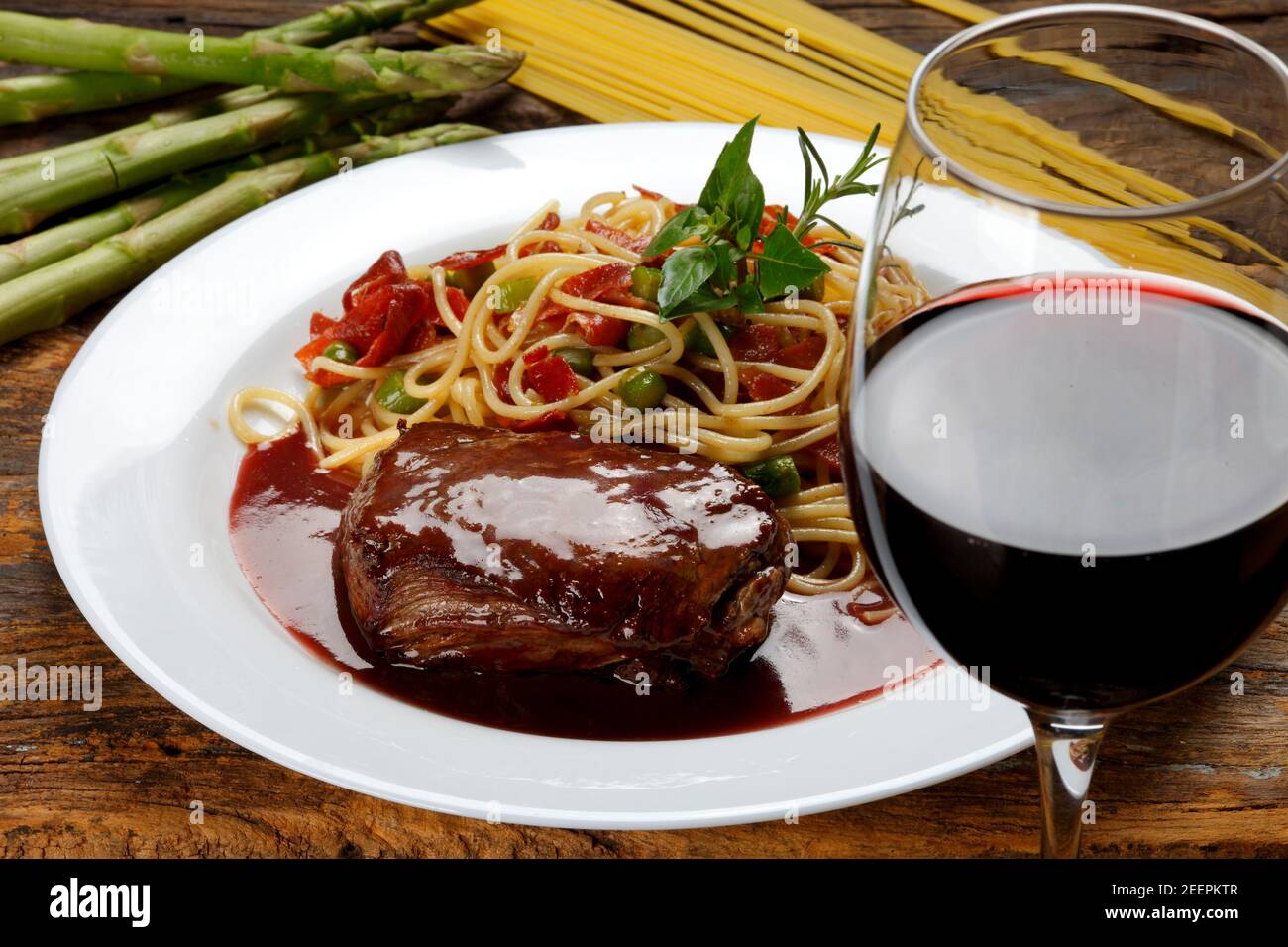 Filet mignon red wine sauce Stock Photo - Alamy